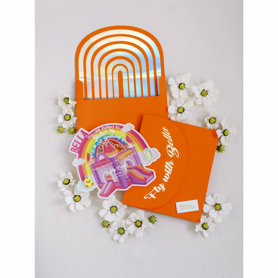 3D Bouncy House Kids Birthday Invitation – High Quality Digital & Litho Printing | Quick Prints